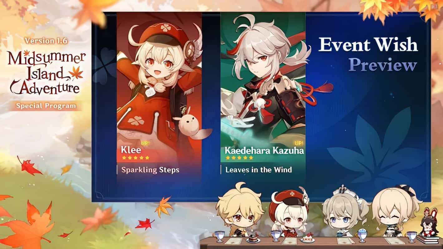Genshin Impact 1.6 Update Confirms Kazuha's Banner, Summer Costumes